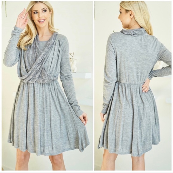 Ryu | Dresses | Ryu Areve Gray Lace Drapefront Dress | Poshmark